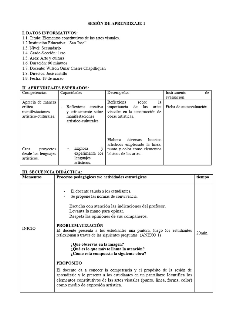 Sesion Arte Ok Ok Ok | PDF | Maestros | Evaluación