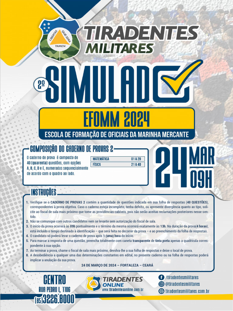 24-03!24!2º Simulado Efomm 2024 - Prova 2 | PDF | Triângulo | Número complexo