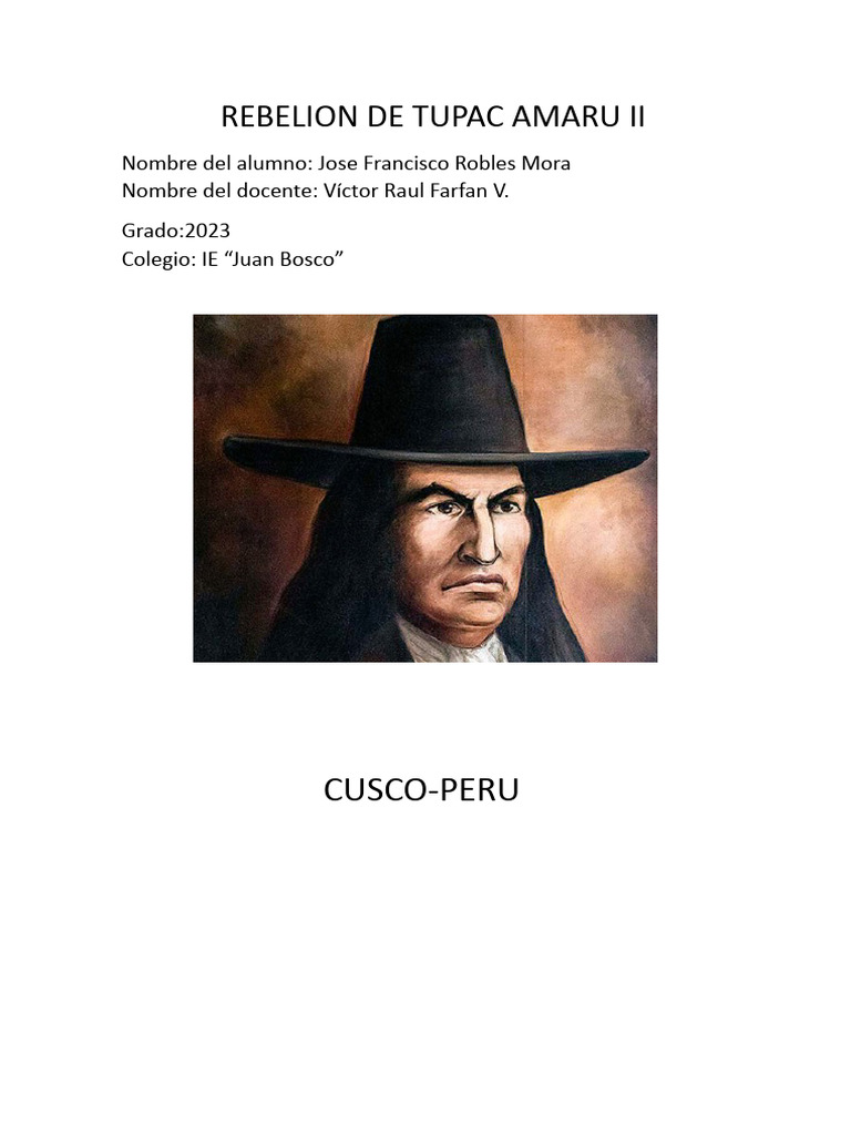 Rebelion de Tupac Amaru II | PDF | Perú | Bolivia