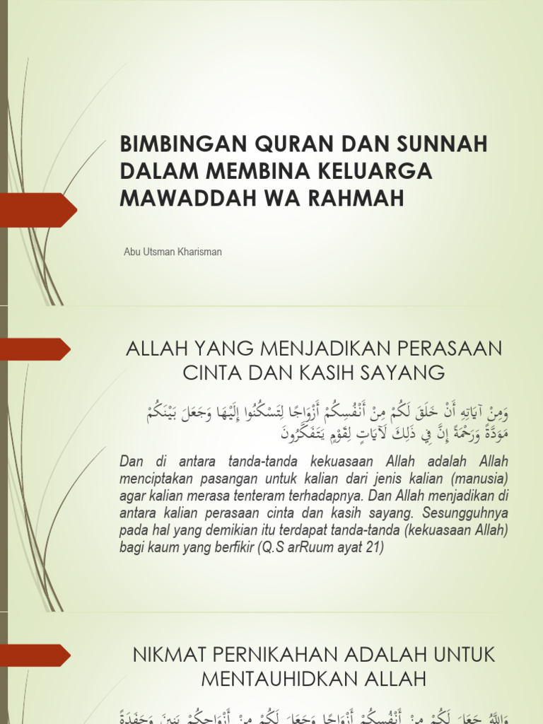 Bimbingan Quran Dan Sunnah Dalam Membina Keluarga Mawaddah Wa Rahmah | PDF