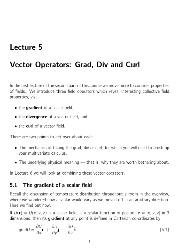 Vector Operators: Grad, Div, Curl | PDF | Divergence | Flux