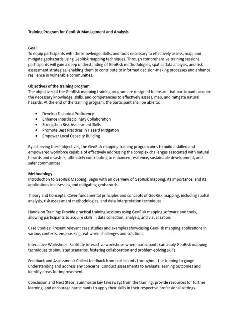 GeoRisk Management Training Program | PDF | Methodology | Risk