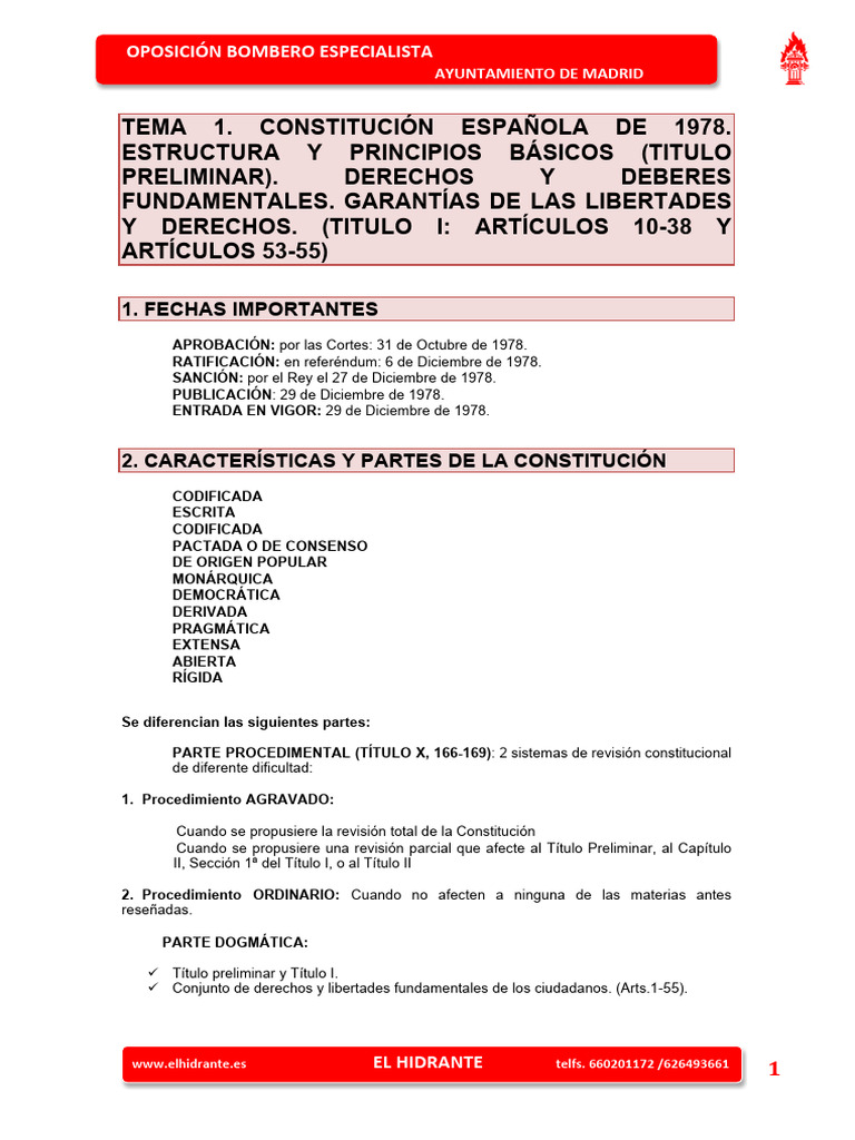 Tema 1 Constitucion I Pdf Constitución Gobierno De España