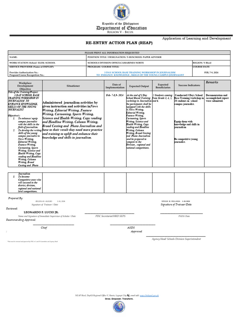 REAP L and D | PDF | Lesson Plan | Teachers