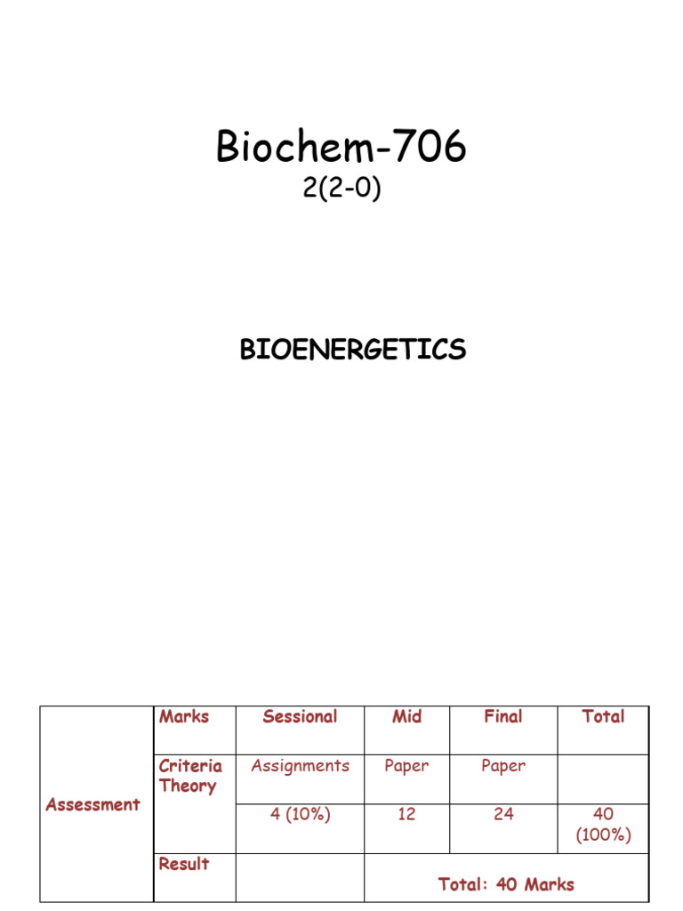 Biochem-706: Bioenergetics | PDF | Gibbs Free Energy | Electron ...