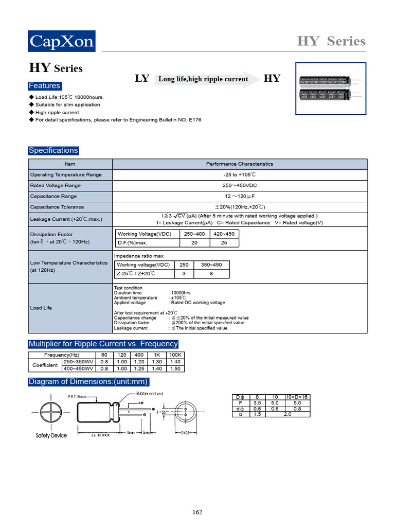 Capxon (Radial) 2011 HY Series | PDF | Capacitance | Computer Engineering