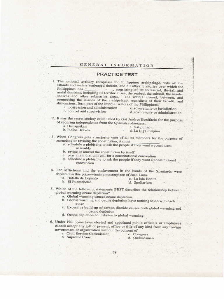 Gen - Info 3 - Practice Test | PDF