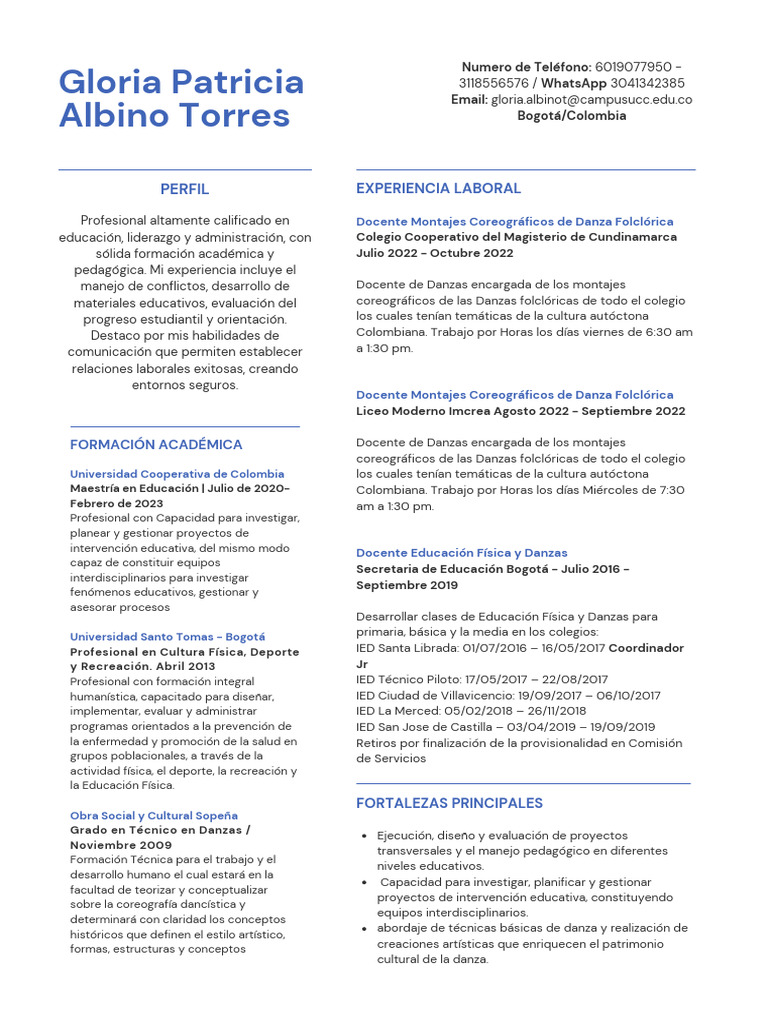 Hoja de Vida Patricia ATS | PDF