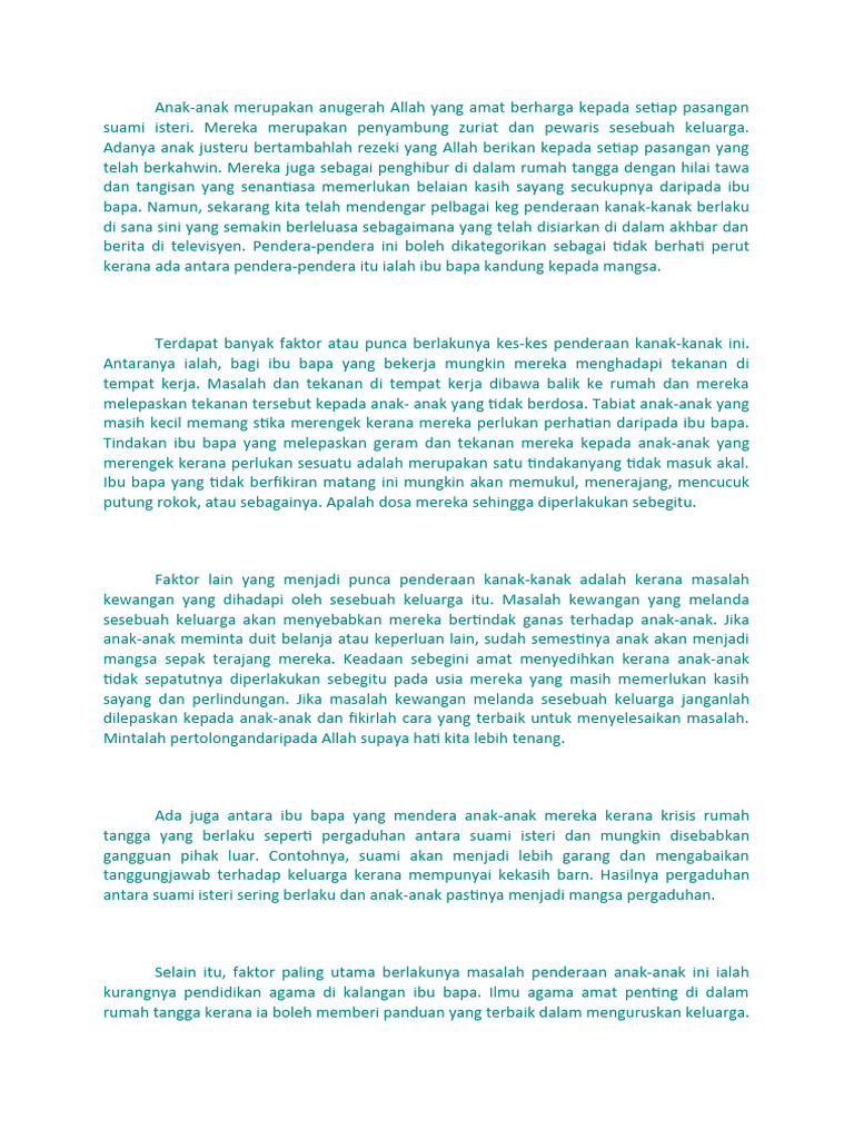 Penderaan Kanak Kanak Karangan | PDF