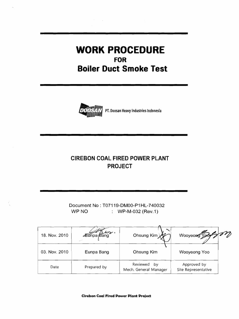 Boiler Duct Smoke Test Procedure | PDF