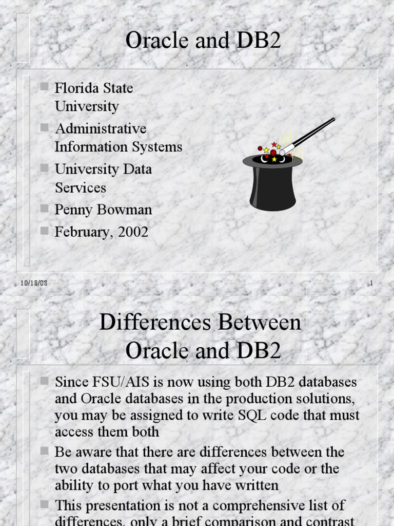 Oracle and DB2 | PDF | Oracle Database | Ibm Db2 Oracle and DB2 | PDF | Oracle Database | Ibm Db2