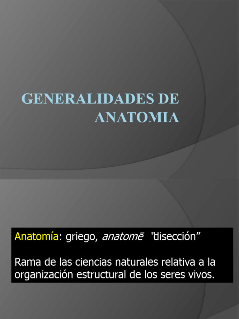 Generalidades Anatomia | PDF