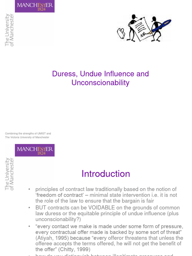 Duress and Undue Influence in Contracts | PDF