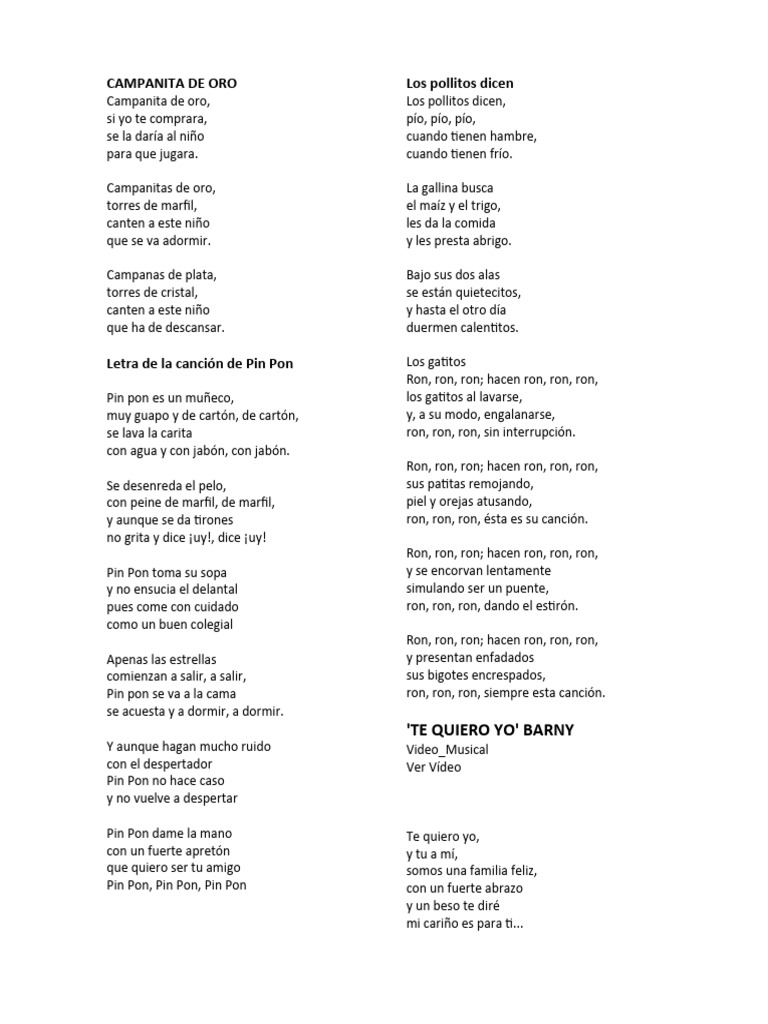 Canciones Infantiles | PDF