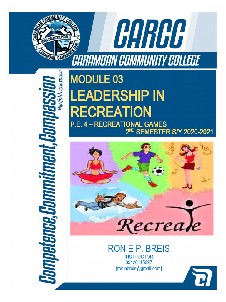 Module 3 P.E. 4 Recreational Games | PDF | Leadership | Recreation