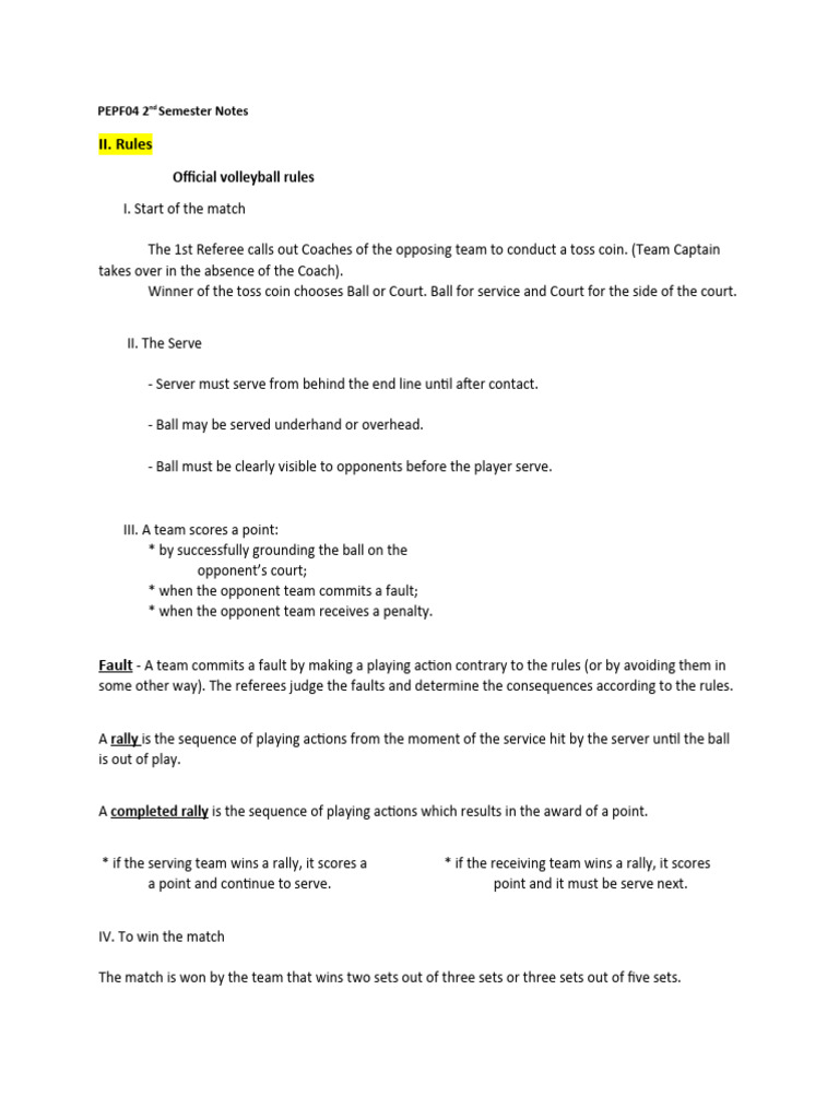 PEPF04 2nd Semester Notes MODULE 2 | PDF | Volleyball | Athletic Sports