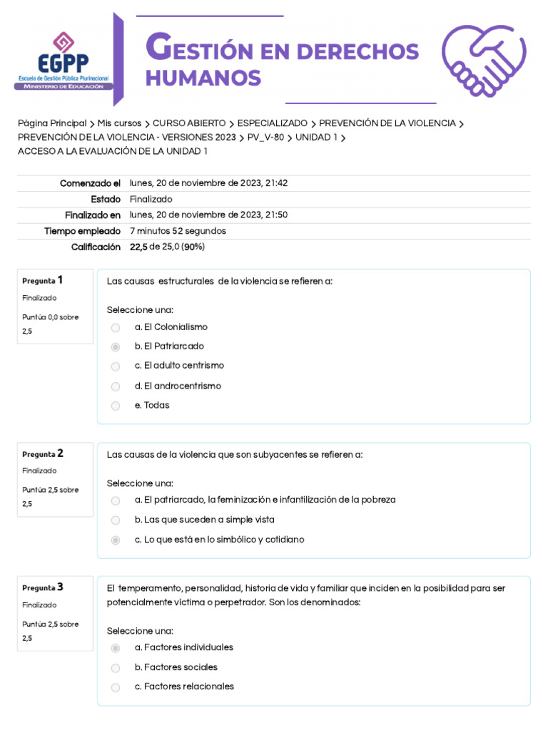 Evaluación De La Unidad 1 Pdf Violencia Agresión