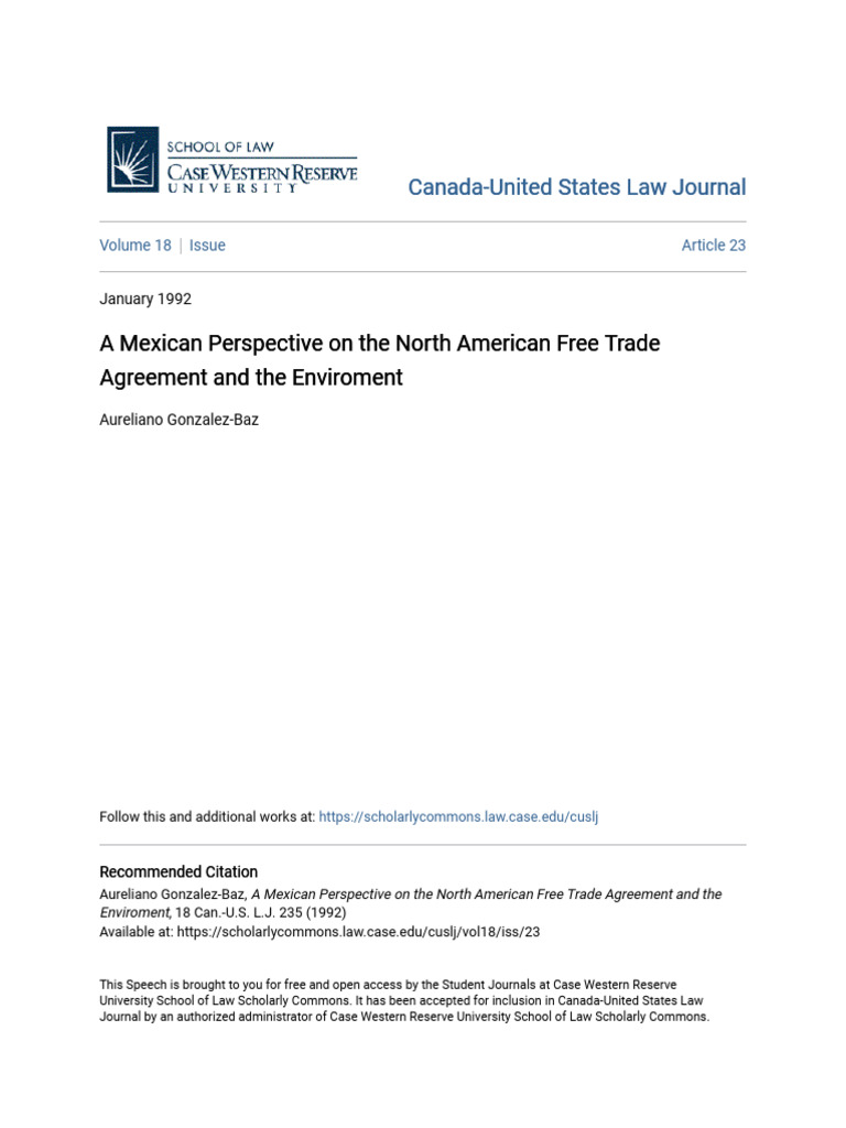 A Mexican Perspective On The North American Free Trade Agreement | PDF ...