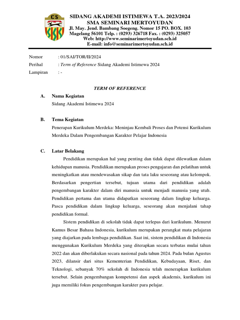 Term of Reference SAI 2024 PDF | PDF