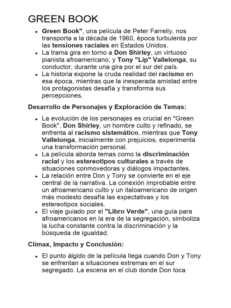 Tony Lip y Don Shirley: Amistad y Racismo | PDF | Racismo ...