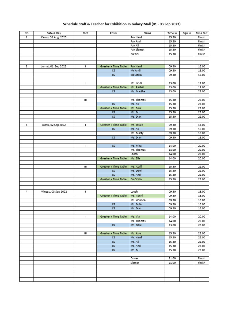 Schedule Exhibition (01 - 03 Sep 2023) | PDF