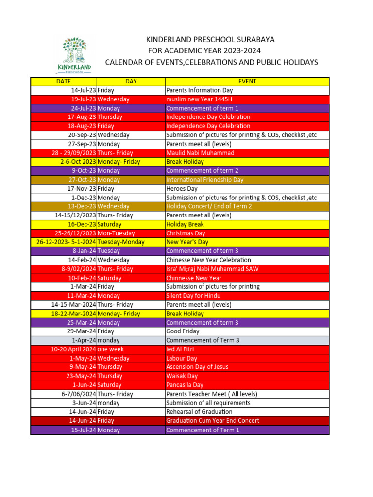 Calendar of Events 2023 - 2024 Revisi | PDF | Holidays | Festival
