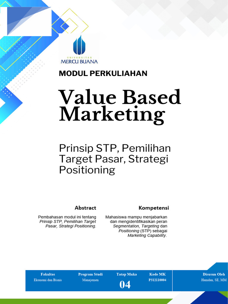 Modul Value Based Marketing (TM4) | PDF