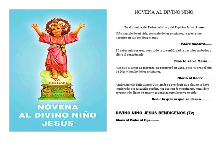 Novena Al Divino Niño | Descargar gratis PDF | orador del Señor | María ...