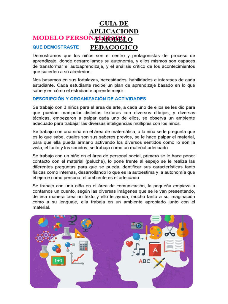 Guia de de Aplicacion Del Modelo Pedagogico | PDF | Comunicación no verbal | Aprendizaje