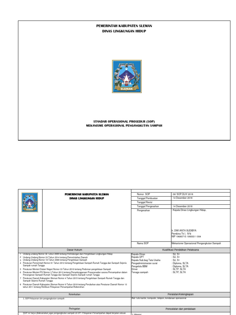 SOP Mekanisme Operasional Pengangkutan Sampah | PDF