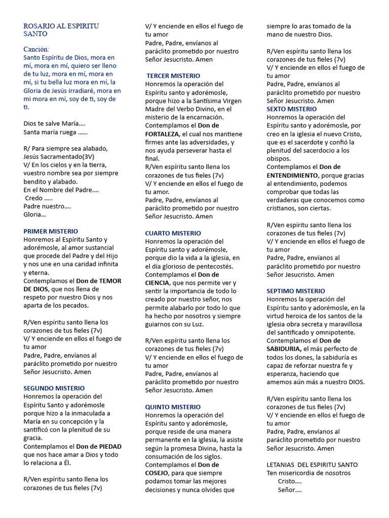 Rosario Al Espiritu Santo Pdf Espíritu Santo María Madre De Jesús