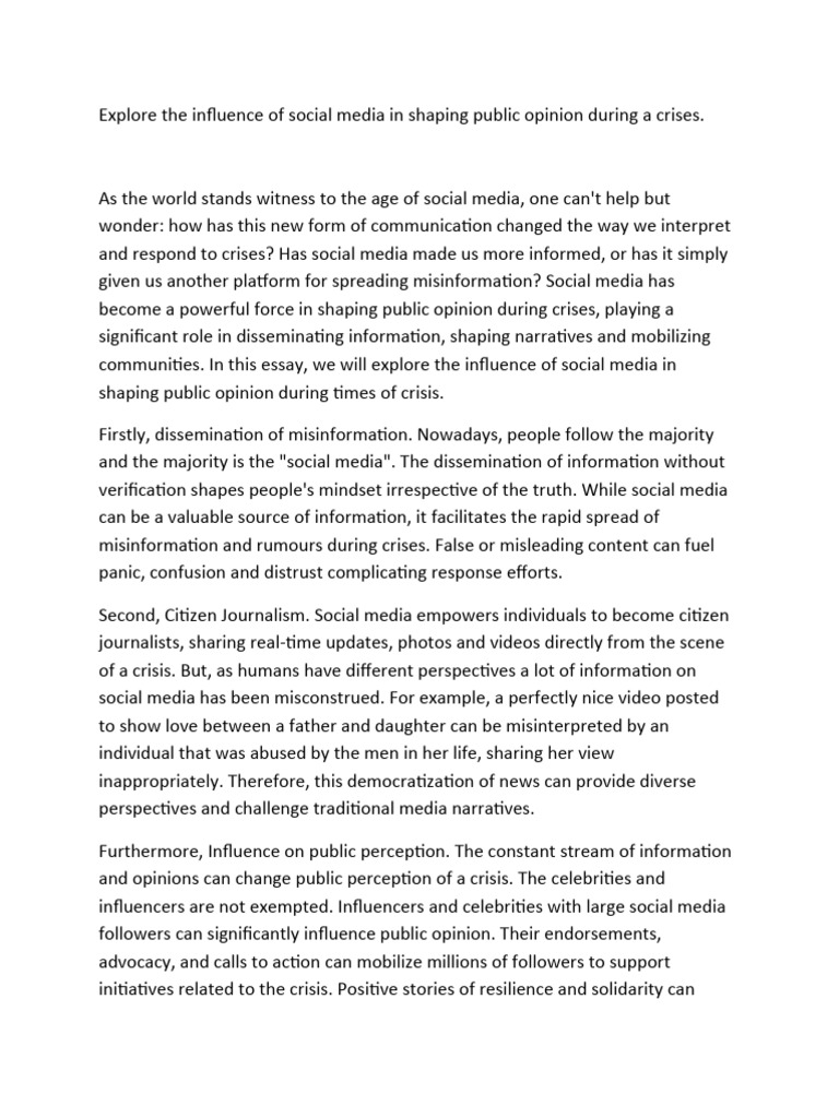 Social Media's Role in Crisis Opinion | PDF | Social Media | Popular ...