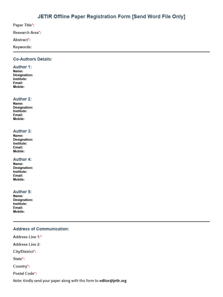 JETIR Offline Registration | PDF