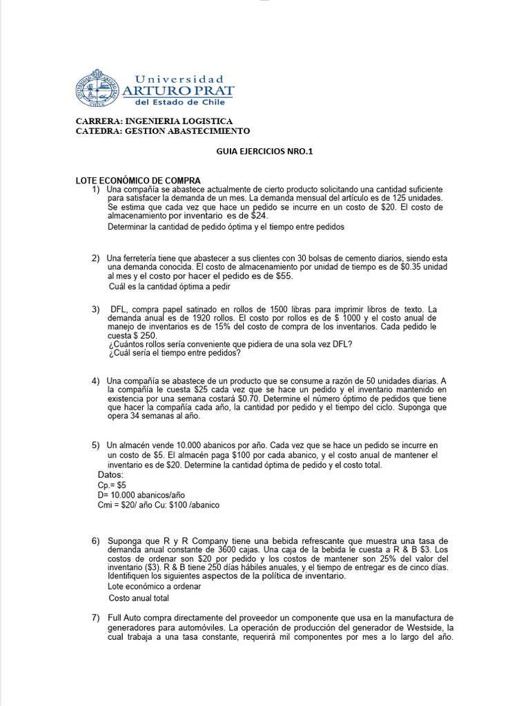 Guia 1 Ejercicios Lec | PDF