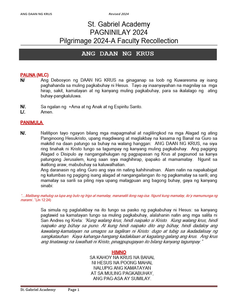 2024 Daan NG Krus Sga | PDF