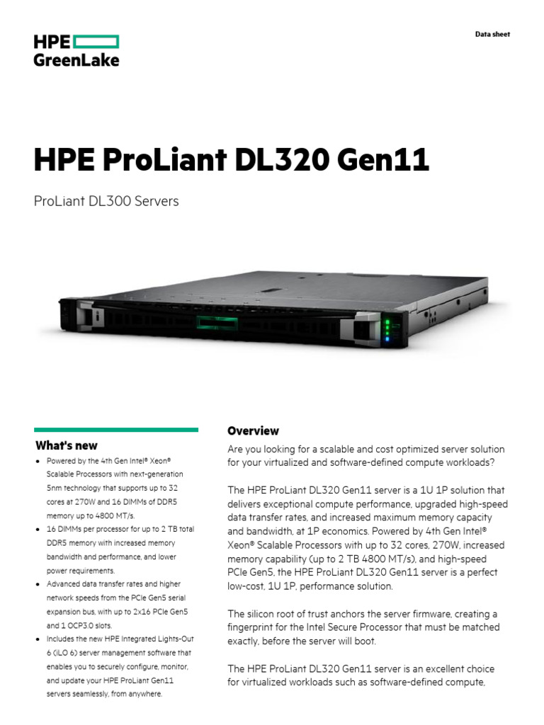 Hpe Proliant Dl320 Gen11-Psn1014696061usen | PDF | Solid State Drive ...