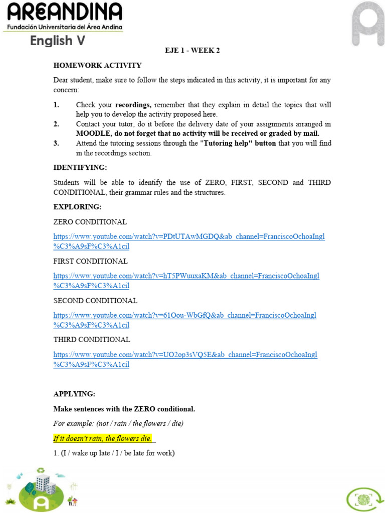 English 5 - EJE 1 - Week 2 ACTIVIDAD 1 | PDF