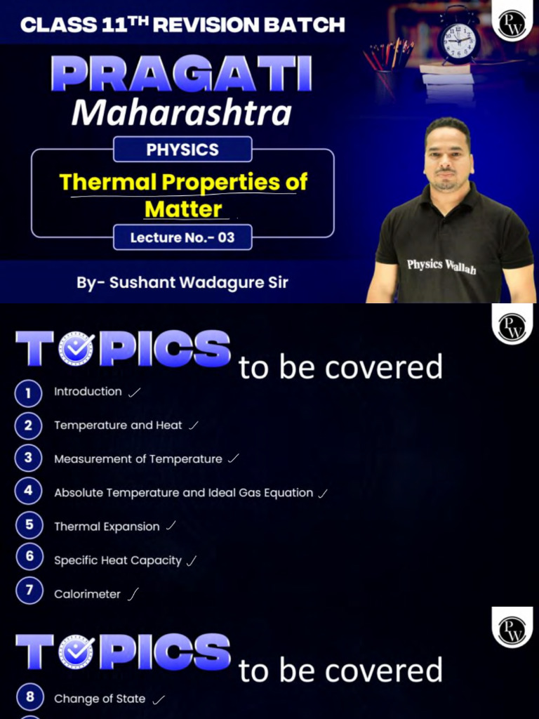 Thermal Properties of Matter - Class Notes - Pragati Maharashtra 11th ...