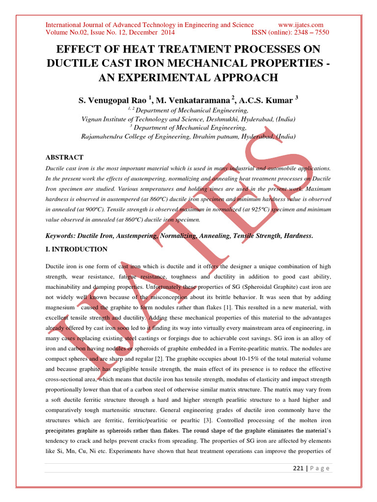 Heat Treatment Effects on Ductile Iron | PDF | Heat Treating | Applied And Interdisciplinary Physics