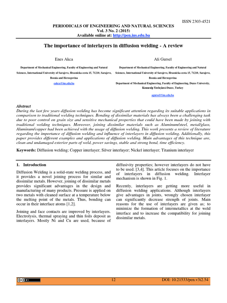The Importance of Interlayers in Diffusion Welding - A Review | PDF ...
