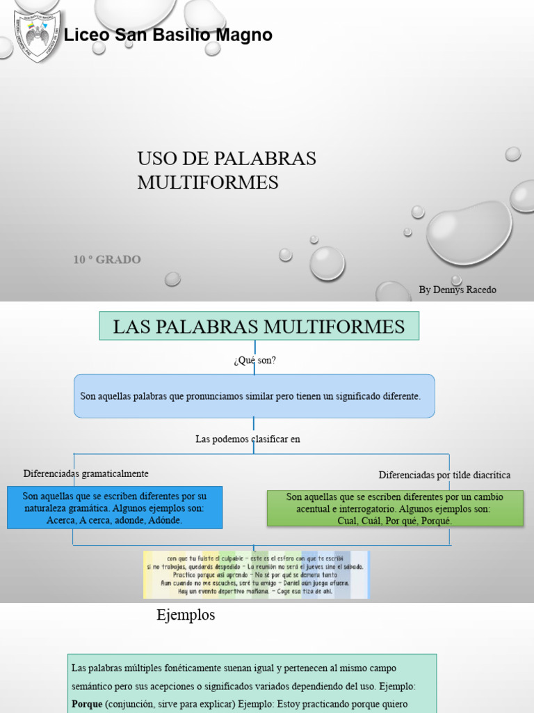 Uso de Palabras Multiformes 10º Grado | PDF | Sintaxis | Mecánica del ...