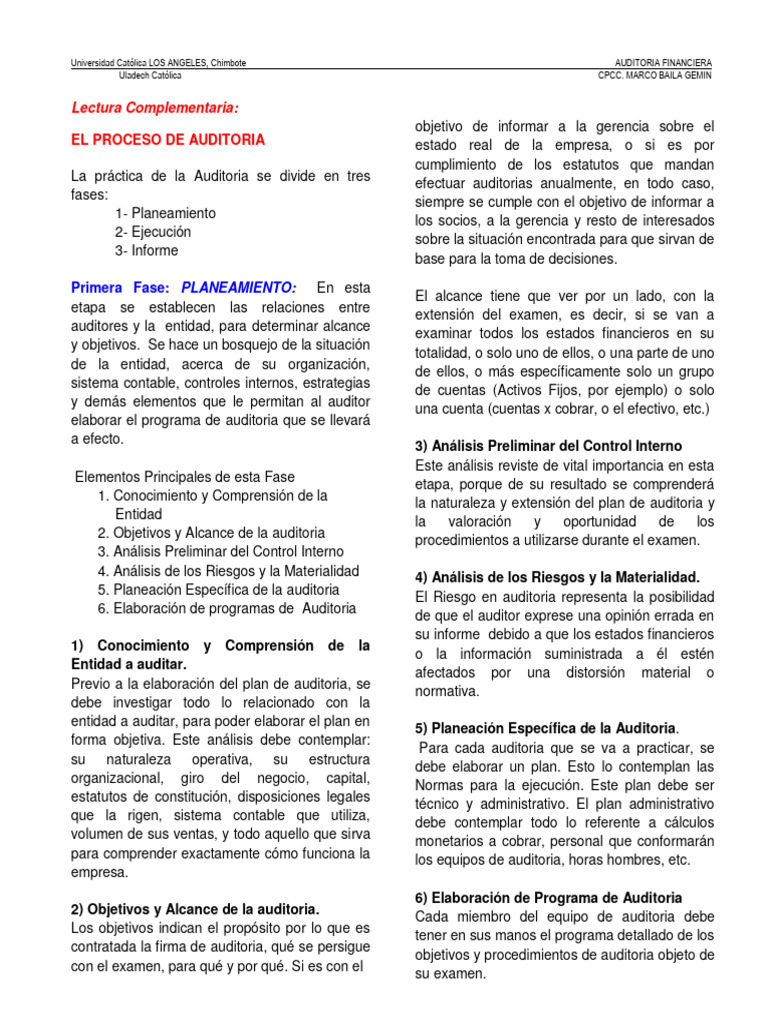 El Proceso de Auditoria | PDF | Auditoría