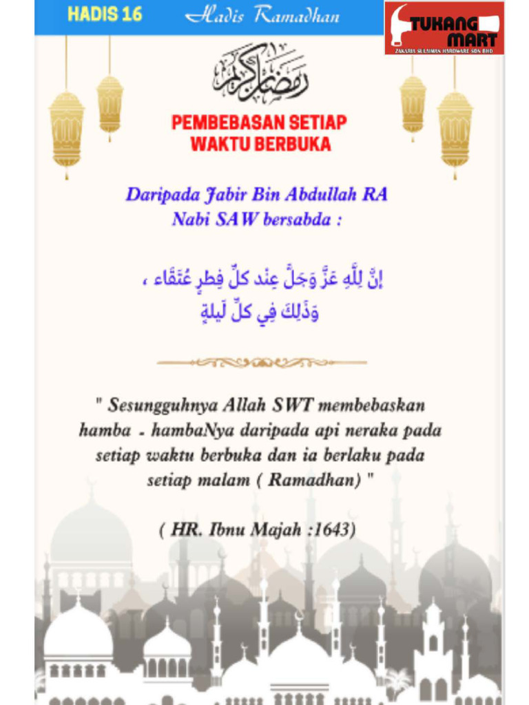 16 Hingga 20 Hadis Bulan Puasa TM | PDF