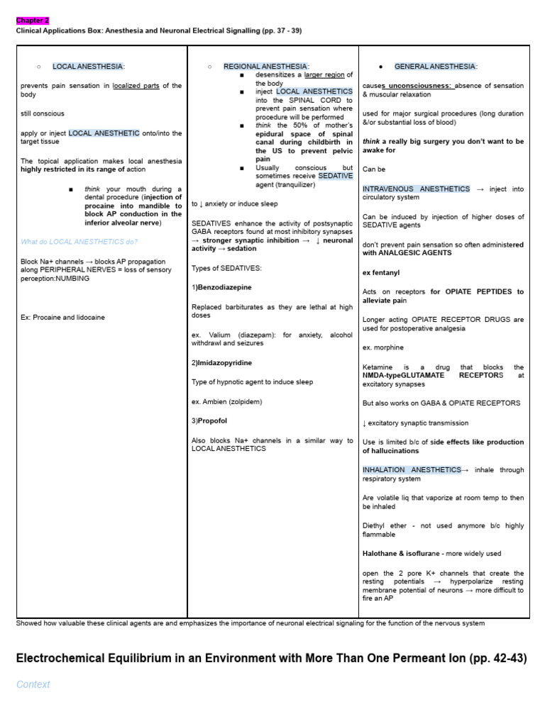 2XB3-Textbook Notes | PDF | Anesthesia | Neuron