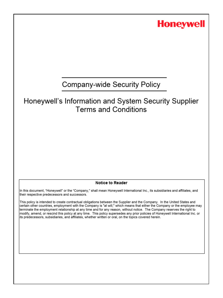 Honeywell - IT Security Terms & Conditions | PDF | Antivirus Software ...