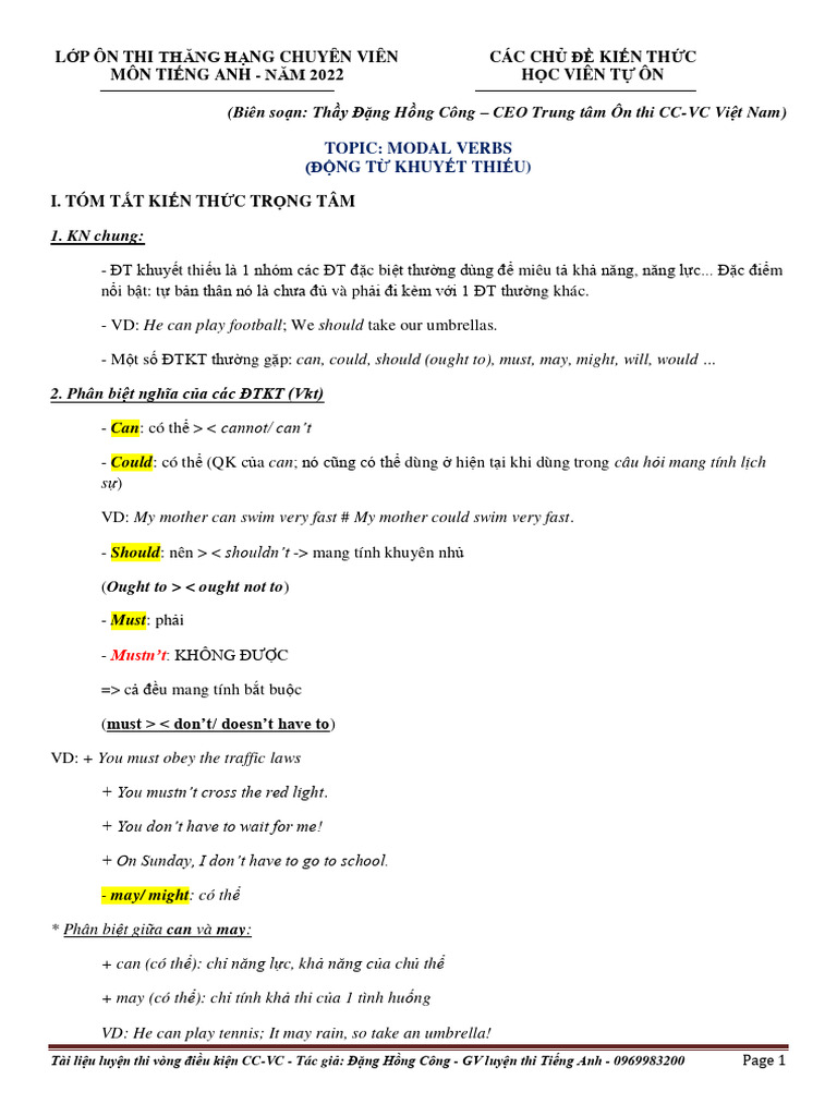 Cac Chu de HV Tu Hoc | PDF