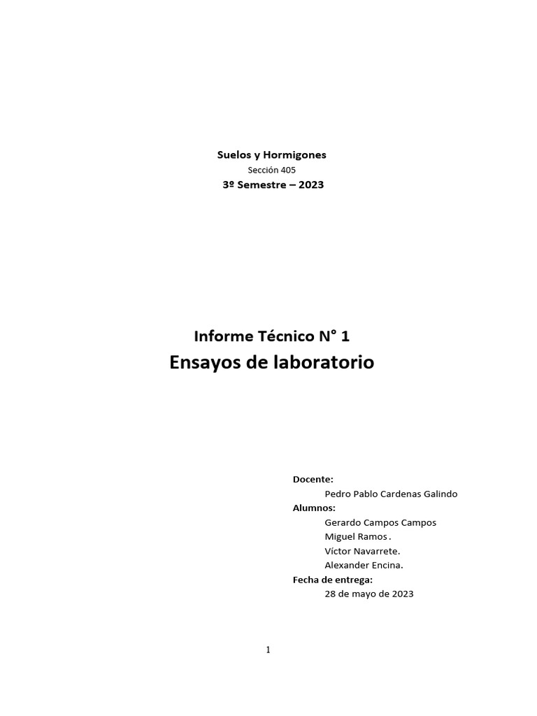 Informe de Ensayos de Laboratorio | PDF | Laboratorios | Teoría