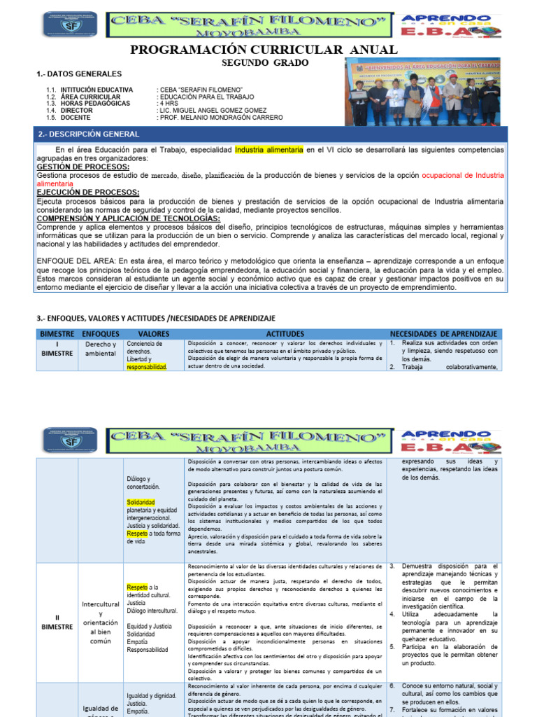 Programacion Anual 2º 2022 Ept Vi Ciclo | PDF