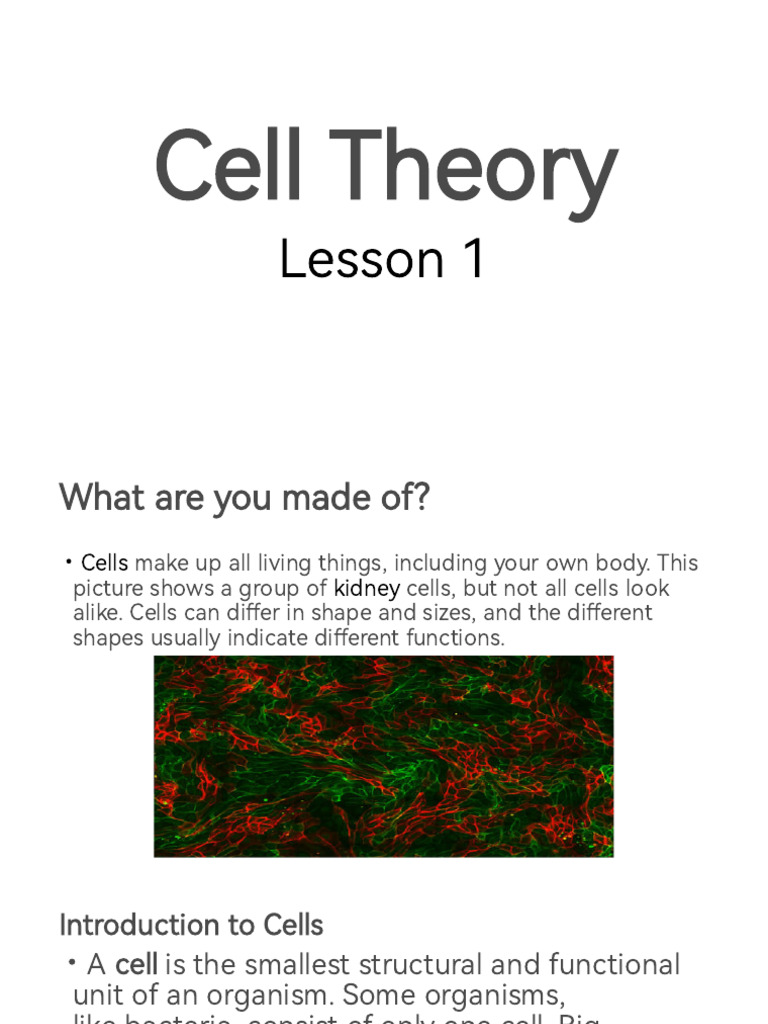 Cell Theory | PDF | Cell (Biology) | Tissue (Biology)
