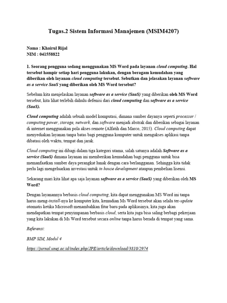 Tugas 2 Sim Khairul Rijal 0415588252 | PDF
